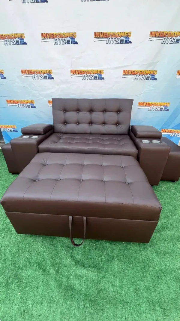 Sofá Cama Premium 3 Posiciones con Puff y Porta Vasos – Inversiones ATS